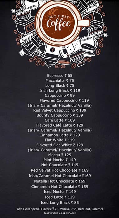 Menu of Coffee Clan, Akota, Vadodara