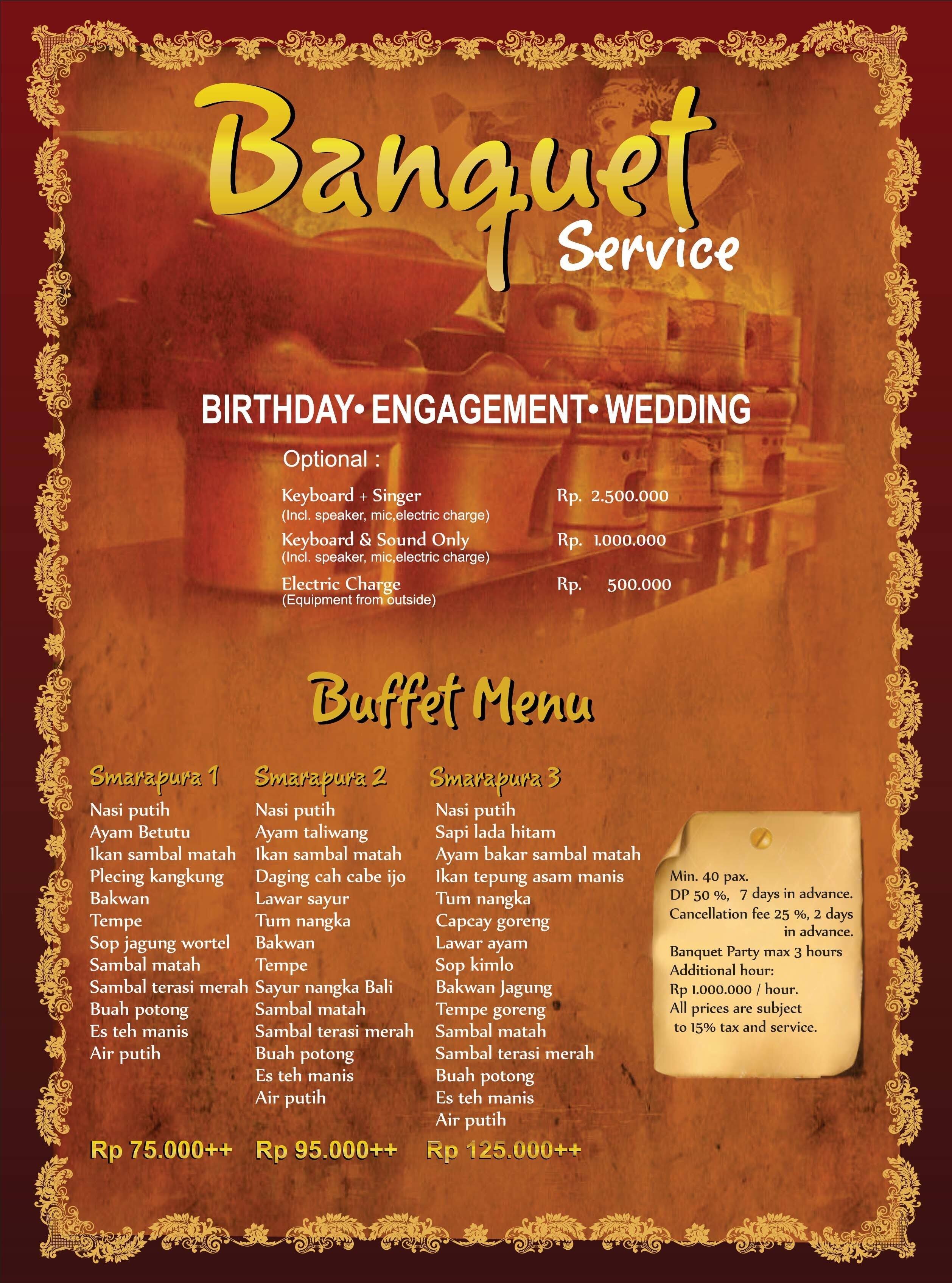 Menu at Smarapura restaurant, Jakarta