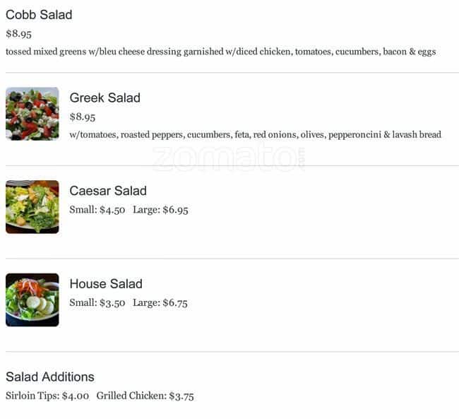 Menu at Florian Hall, Boston