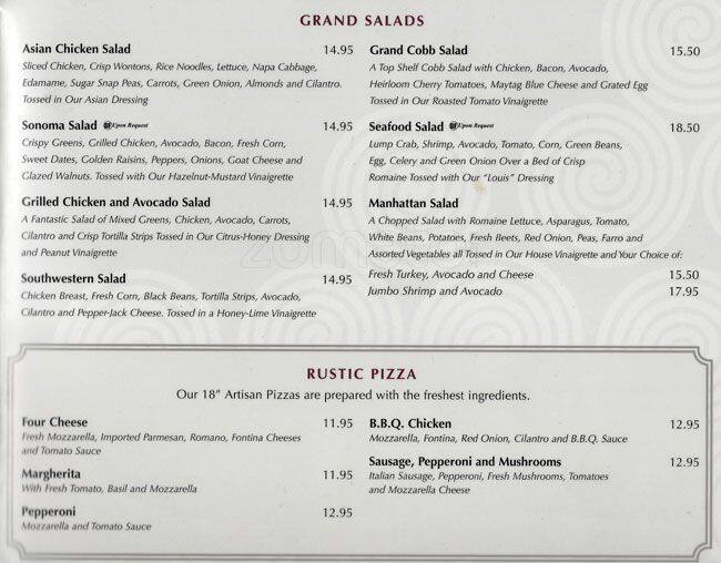 Menu at Grand Lux Cafe, Houston, Westheimer Rd