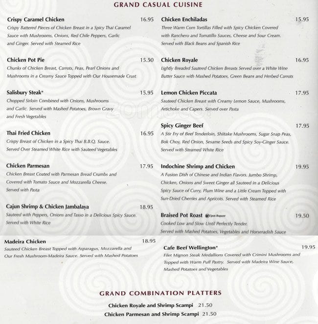 Menu at Grand Lux Cafe, Houston, Westheimer Rd