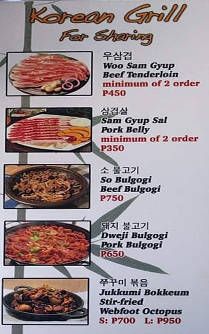 Menu at Gohyang Korean Restaurant - Paseo Outlets 3B, Santa Rosa