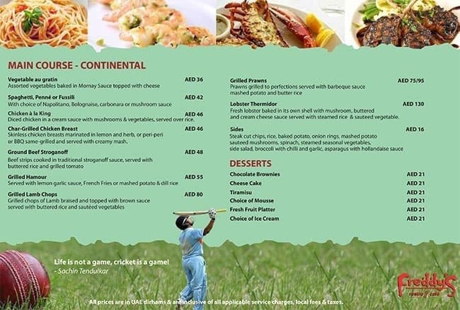 Menu at Freddy's - Fortune Atrium Hotel pub & bar, Dubai
