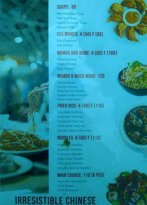 Menu of Vasudev Foods, Sadar Bazar, Gurgaon
