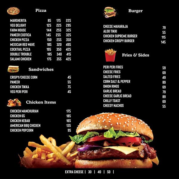 Menu of Kafferine, IIT Kharagpur, Kharagpur