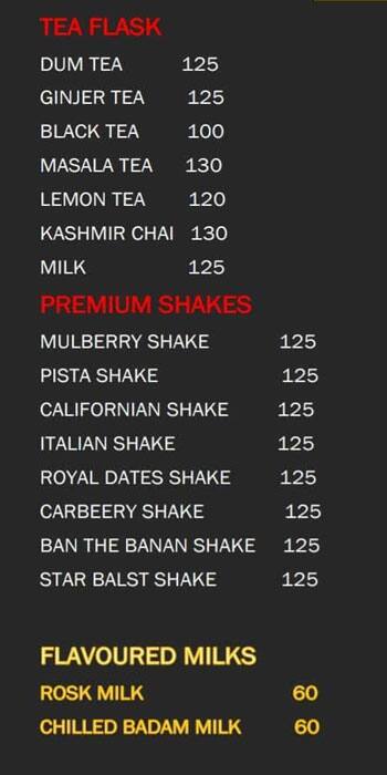 Menu of Tea Time, Velachery, Chennai