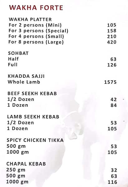 Menu at Wakha Restaurant Al Barsha, Dubai, opposite Lulu Hypermarket