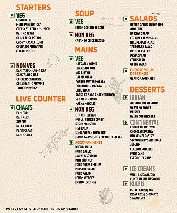 Menu of Barbeque Nation, Chandrasekharpur, Bhubaneshwar