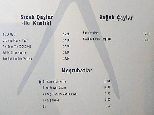 Menu at Coffee Sapiens, Istanbul, Kılıç Ali Paşa Mescidi Sk. No:10 D:C