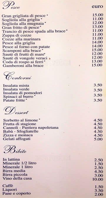 Speisekarte von Il Doge di Amalfi pizza, Mailand