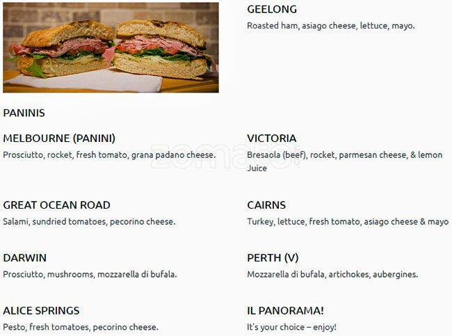 Menu at Il Panorama Cafe, Dublin, 1A Harbour Rd