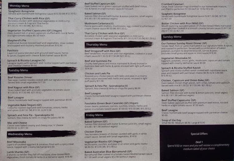 Menu at Lizzie Bay Gourmet fast food, Elizabeth Bay