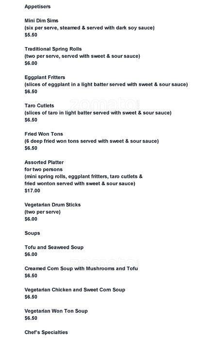 The White Lotus Menu, Menu for The White Lotus, West Melbourne ...