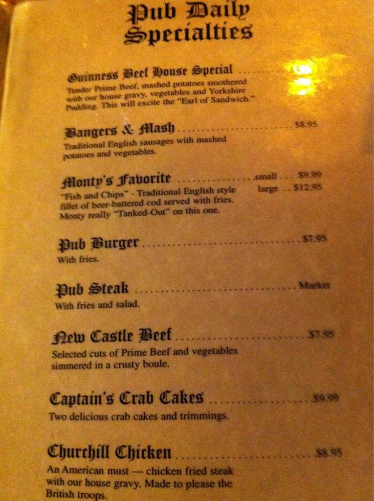 Menu at Bayview Duck Restaurant, Bacliff