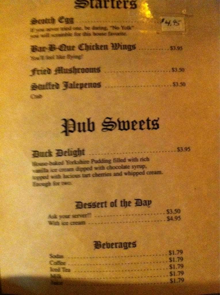 Menu at Bayview Duck Restaurant, Bacliff