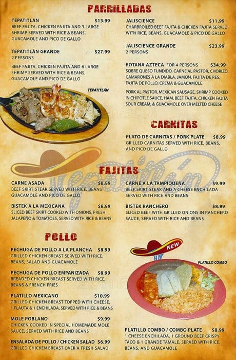 Menu at Las Ranas desserts, Houston, 902 Federal Rd
