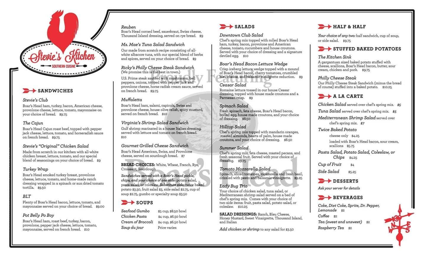 Menu at Stevie's Kitchen restaurant, Mobile