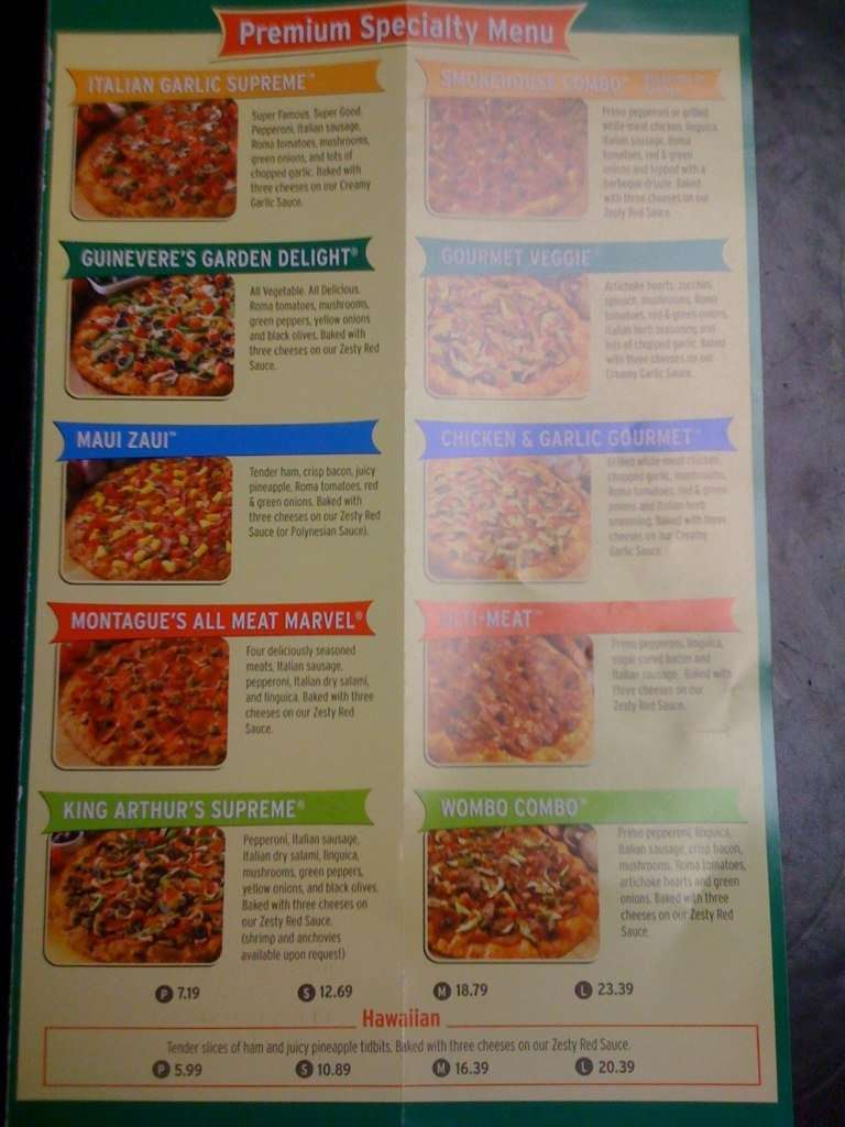 Menu at Round Table Pizza pizzeria, Spokane Valley
