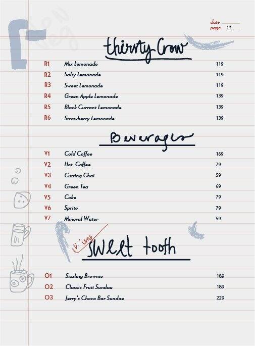 Menu at Echoes, Bengaluru, 44 4th B Cross Road