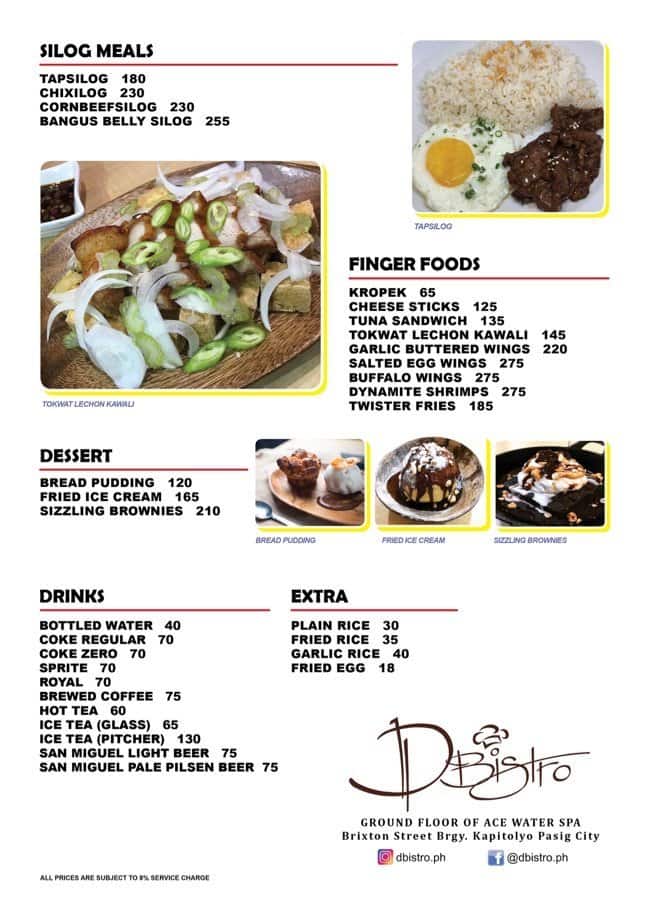 Menu at D Bistro, Pasig, Ground Floor