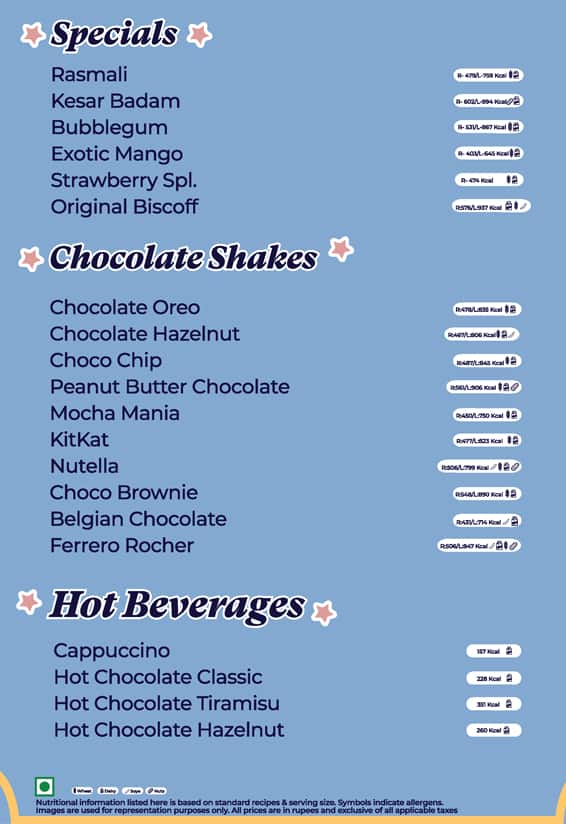 Menu of Keventers - Milkshakes & Desserts, Saket, New Delhi