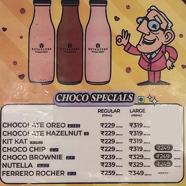 Menu of Keventers - Milkshakes & Desserts, Kamla Nagar, New Delhi