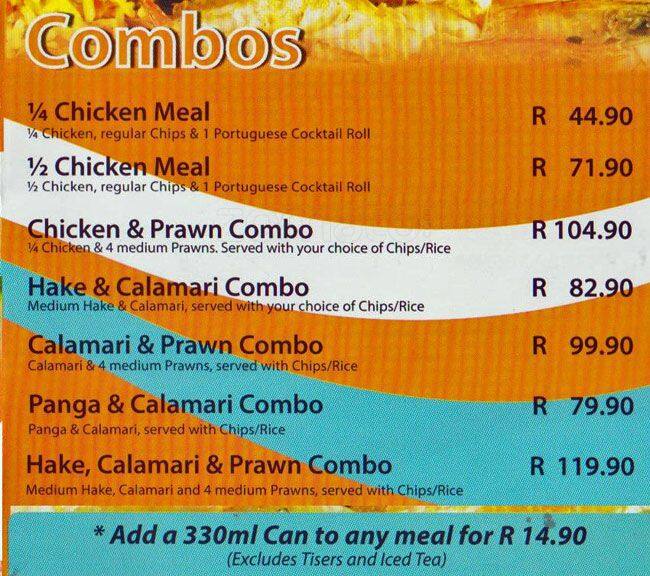 Menu au Adega restaurant, Midrand, Magwa Cres