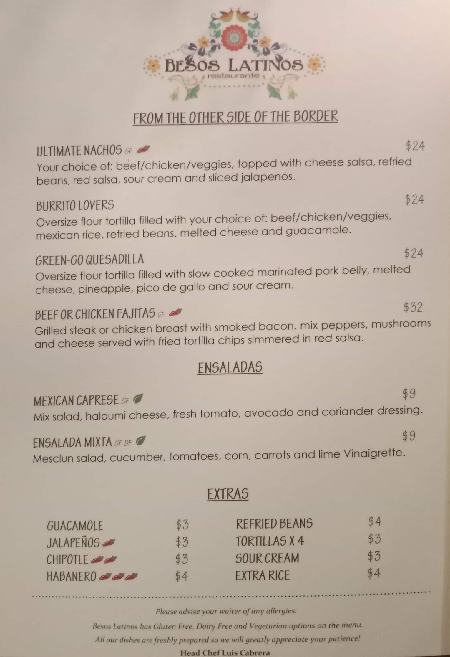 Menu at Ceviche Bar by Besos Latinos, Auckland, Wynyard Quarter H3/132 ...