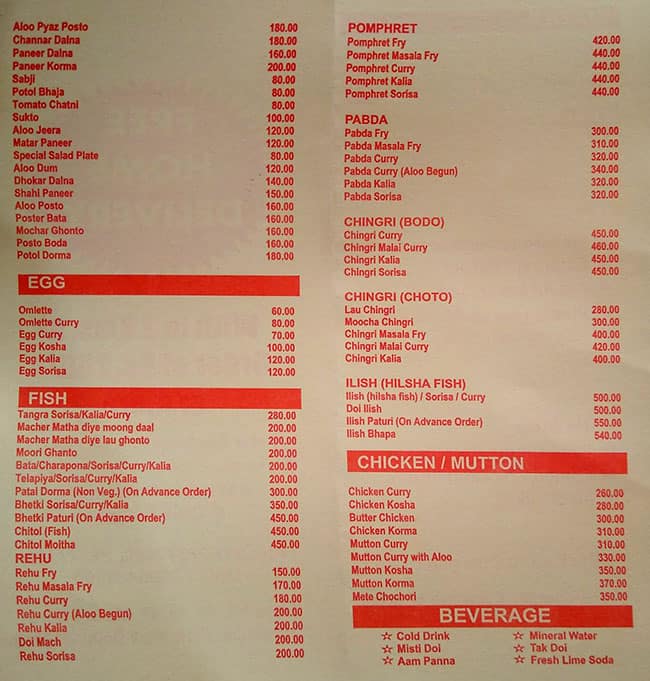 Menu at Maa Tara Restaurant, New Delhi, Shop no 45