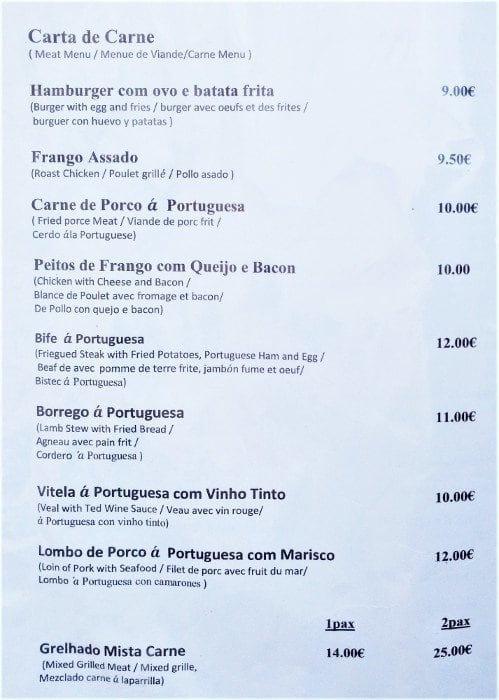 Tasco Fora de Moda Menu, Menu de Tasco Fora de Moda, Alfama, Lisboa ...