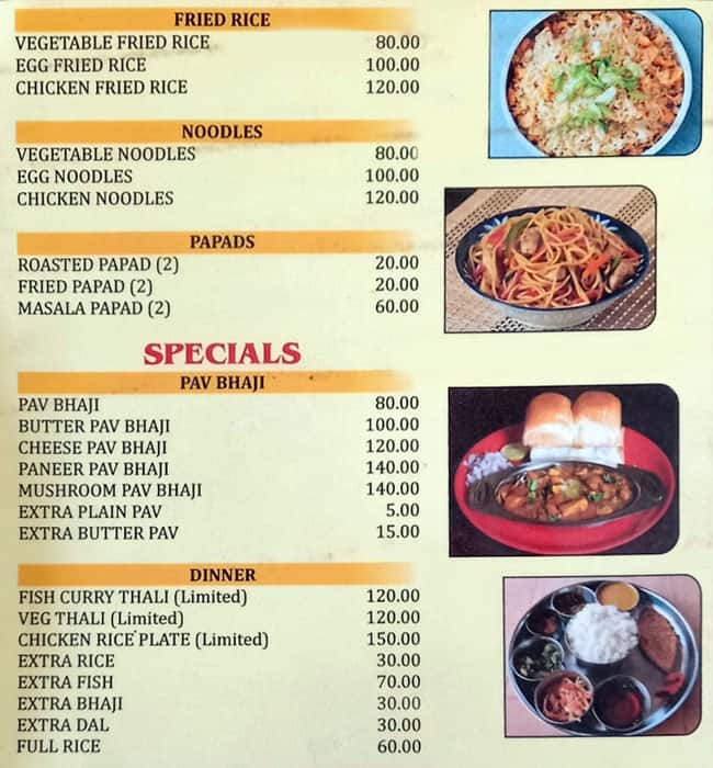 Menu at Hotel Satkar, Margao