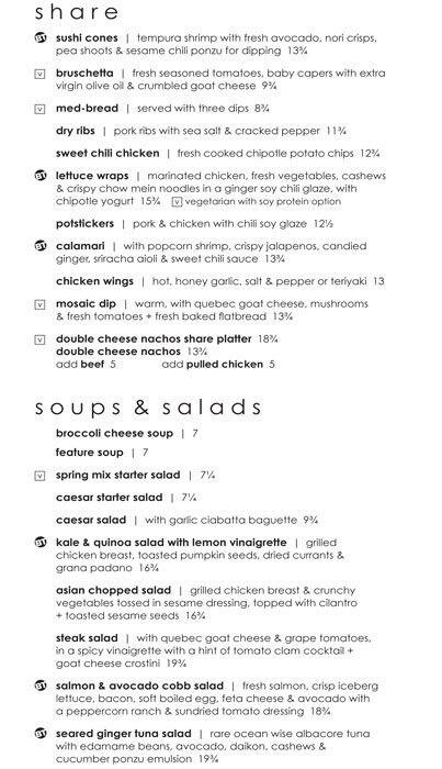 Menu at Moxies Toronto Downtown Restaurant, Toronto, 70 University Ave