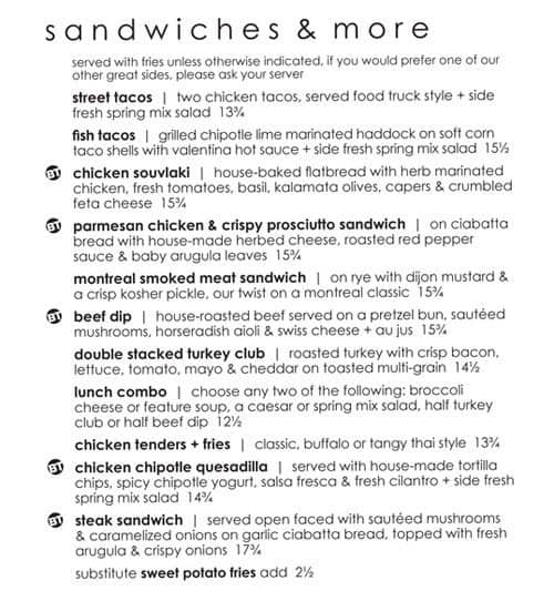 Menu at Moxies Toronto Downtown Restaurant, Toronto, 70 University Ave