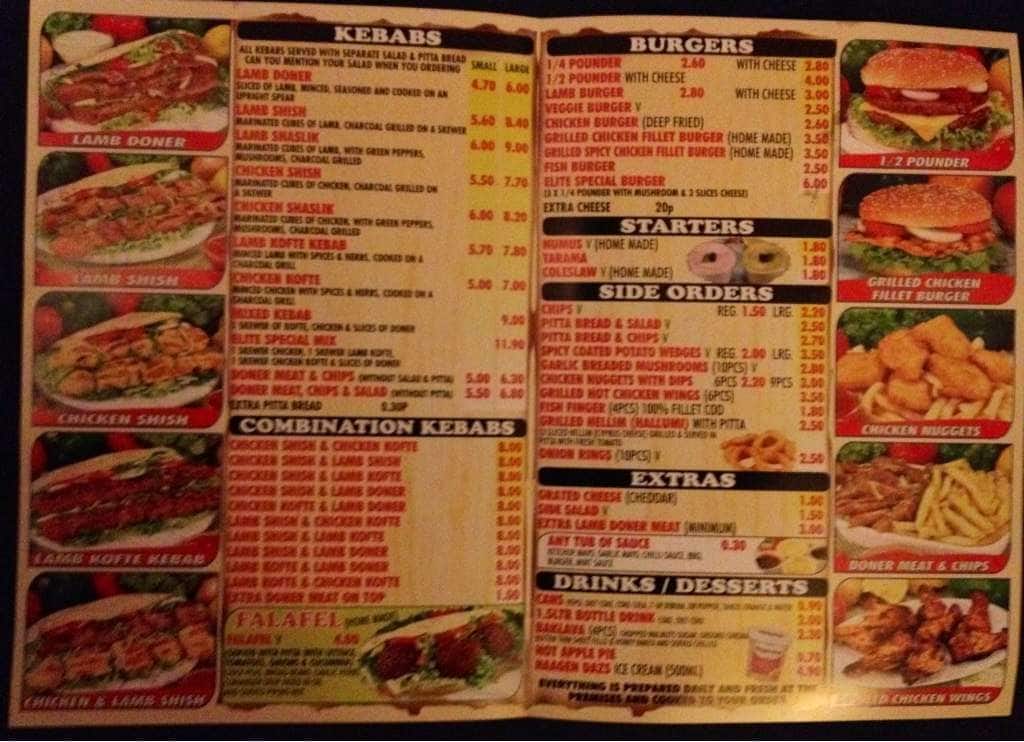 Menu at Kebab Elite fast food, Maidenhead