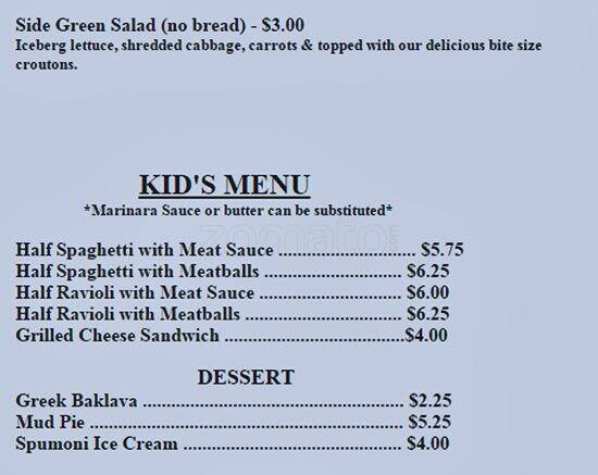 Menu at Athens Pizza & Pasta pizzeria, Auburn