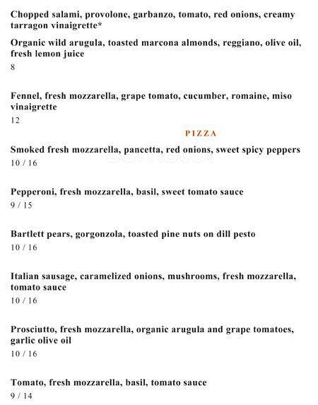 Menu at FIVE Restaurant, Edmonds