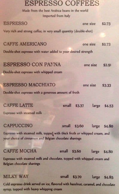 Menu at Croissant-Brioche cafe, Houston