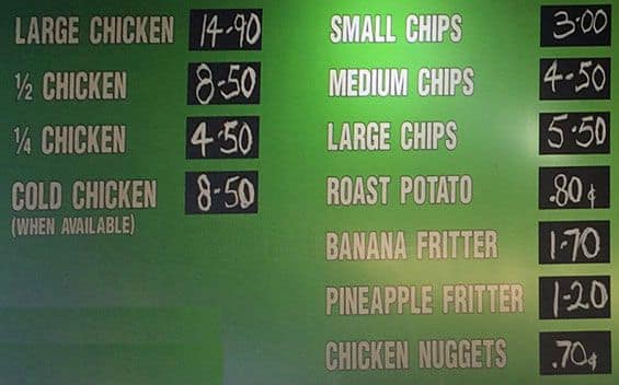 Menu at Tasty Rooster fast food, Coburg, 1/51 Waterfield St