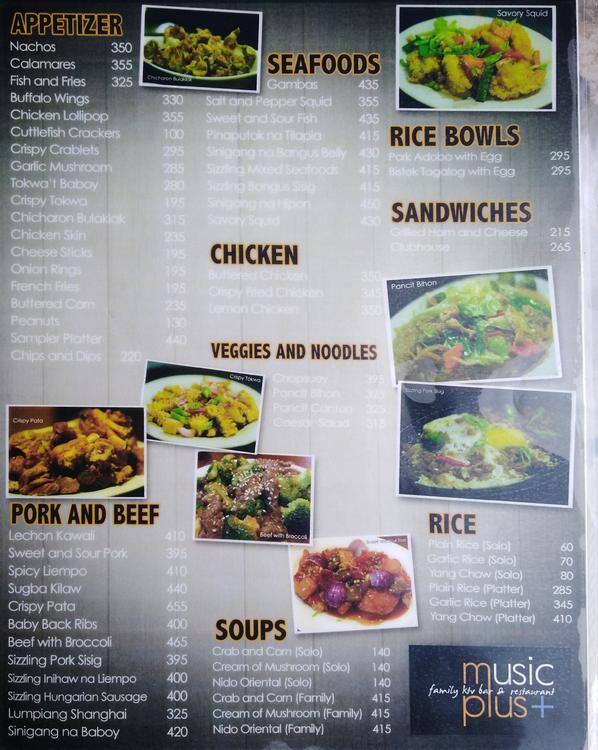Menu at Music Plus pub & bar, Santa Rosa