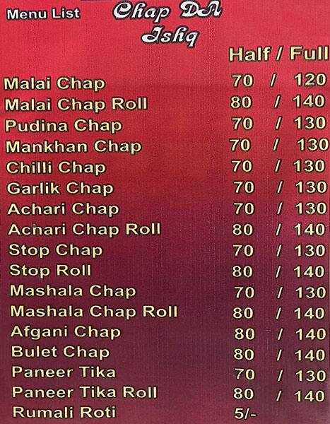 Menu of Yash Malai Chaap, Mayur Vihar Phase 1, New Delhi