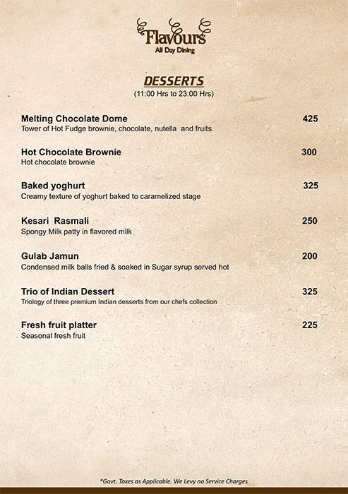 Menu at Flavours Grand Hometel, Mumbai