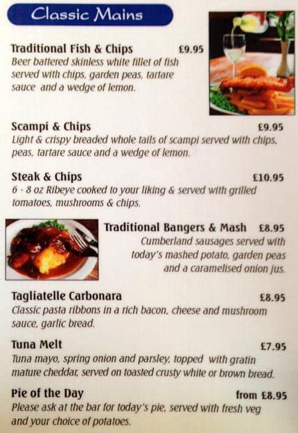 Menu at The Shipwrights Arms pub & bar, London, 88 Tooley St