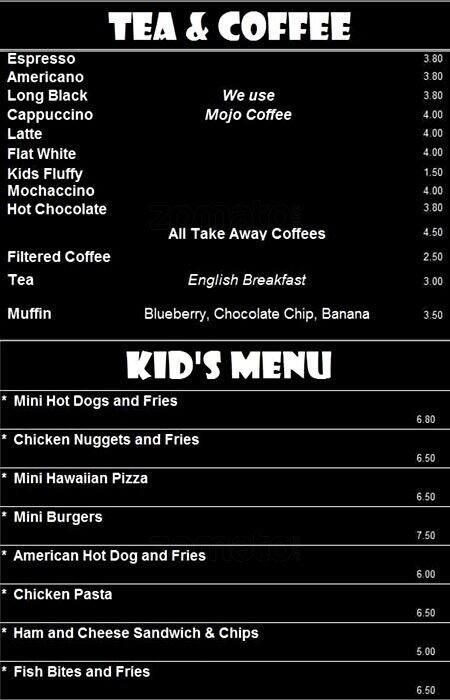 Menu at Hardware Bar & Cafe, Lower Hutt