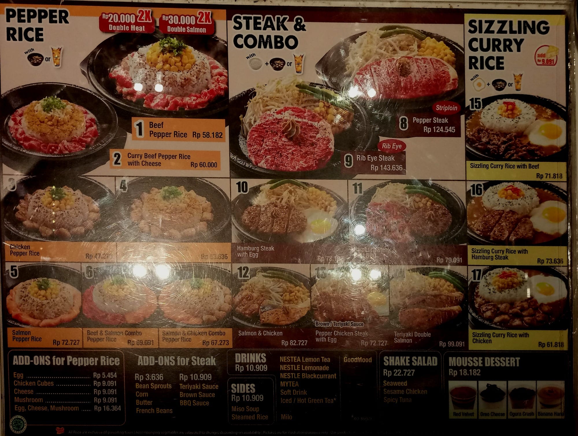 Menu at Pepper Lunch Express steakhouse, Jakarta, Food Avenue