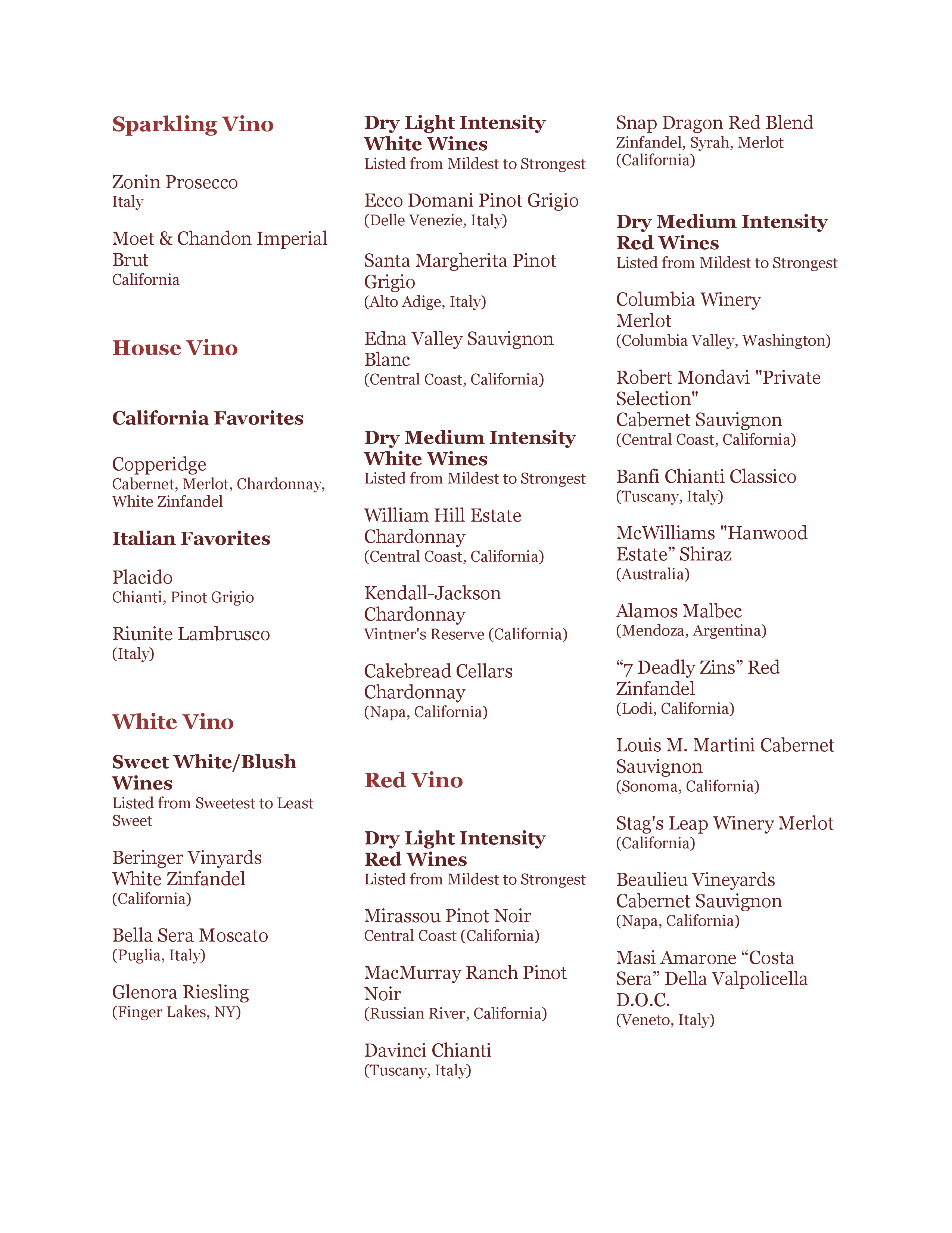 Menu at Delmonico's Italian Steakhouse, Albany Menu at Delmonico's Italian Steakhouse, Albany