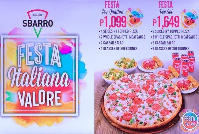 Menu at Sbarro, Cebu City, 6000 Fuente Osmeña Cir