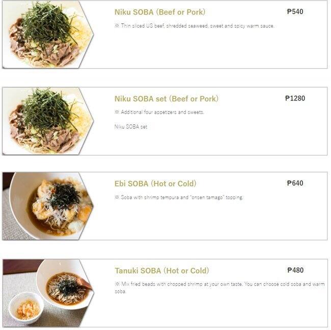 Menu at Soba Kamakura restaurant, Mandaue City, EC Building
