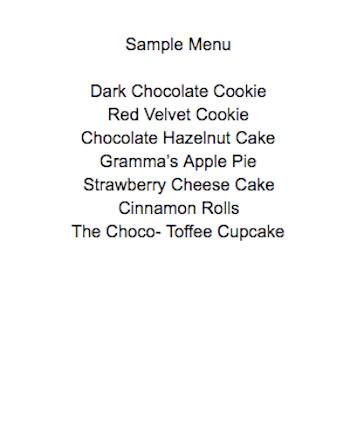 The Bakers Table Menu, Menu for The Bakers Table, Yelahanka, Bangalore ...
