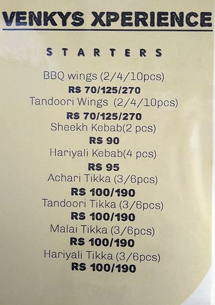 Menu at Chicken Xperience By Venky's, Pune, Shop 1 & 2