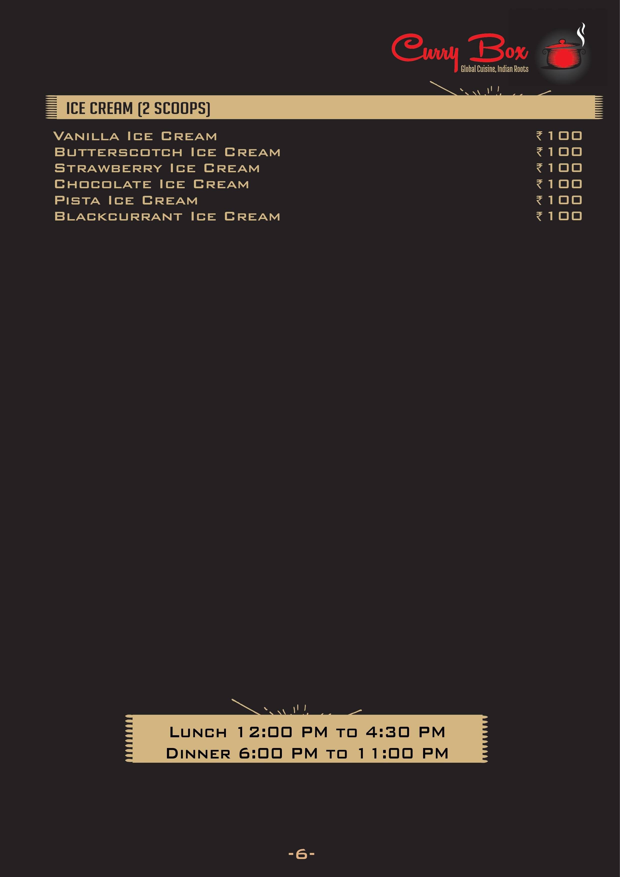 Menu of Curry Box, Perungudi, Chennai